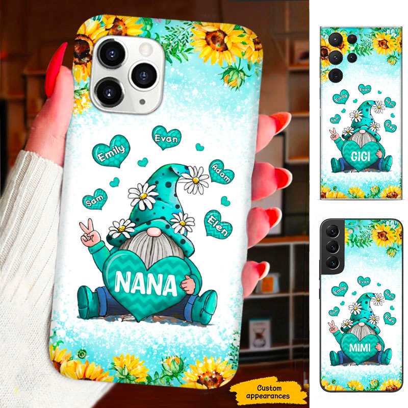 Heart Gnome Mom Grandma Nana Mimi Gigi Auntie Personalized phone case ...