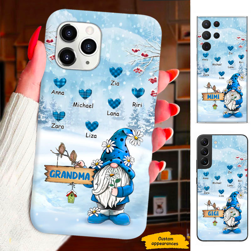 Heart Gnome Mom Grandma Nana Mimi Gigi Auntie Personalized phone case ...