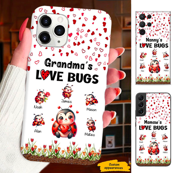 Ladybug Grandma Love bugs Nana Mimi Mom Auntie Personalized Phone Case ...