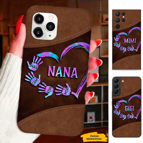 Leather Pattern Hologram Handprint Heart Mom Grandma Nana Mimi Gigi Au ...