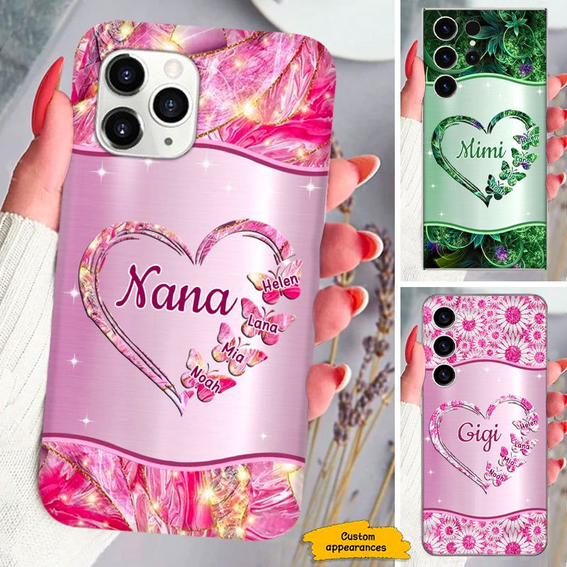 Butterfly Heart Nana Mimi Gigi Mommy Grandma Personalized Phone Case S ...