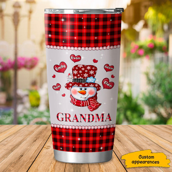 Heart Snowman Red Plaid Grandma Nana Mommy Personalized Tumbler SC1011 - ShinyCustom - The Best ...